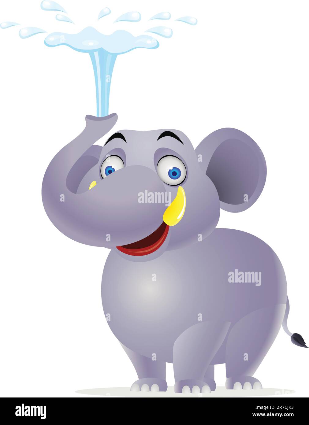 Elephant Spraying Water Clip Art