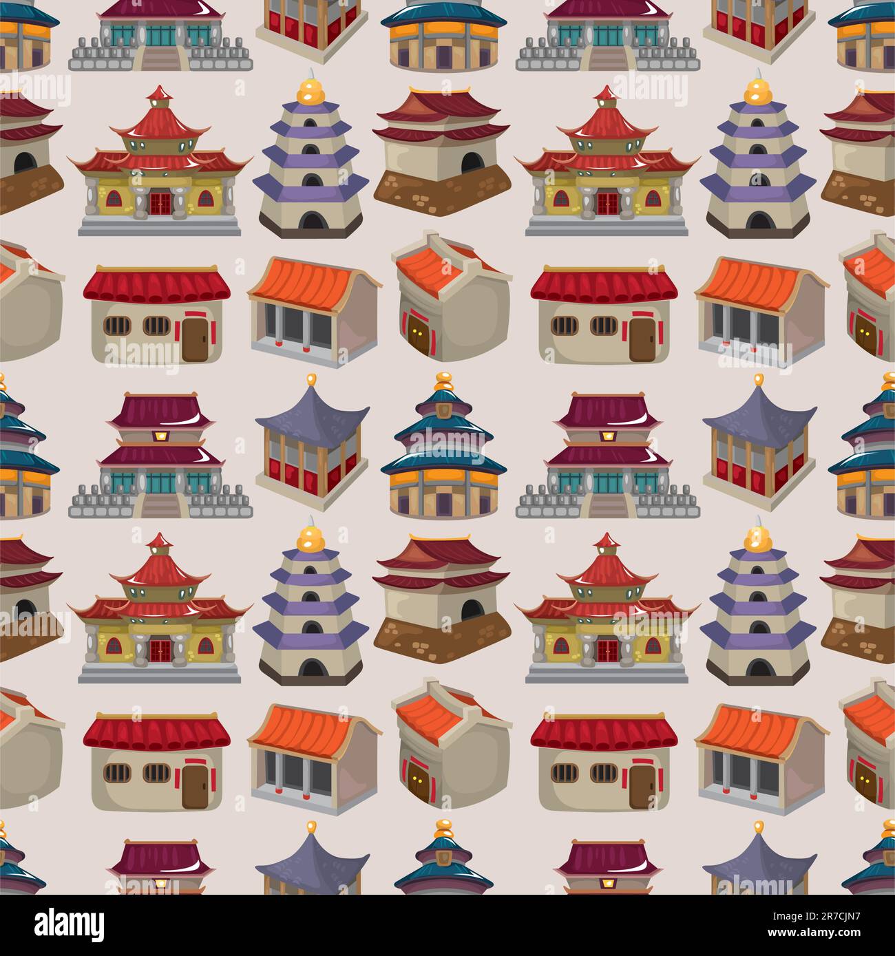 cartoon Chinese house seamless pattern Stock Vector Image & Art - Alamy