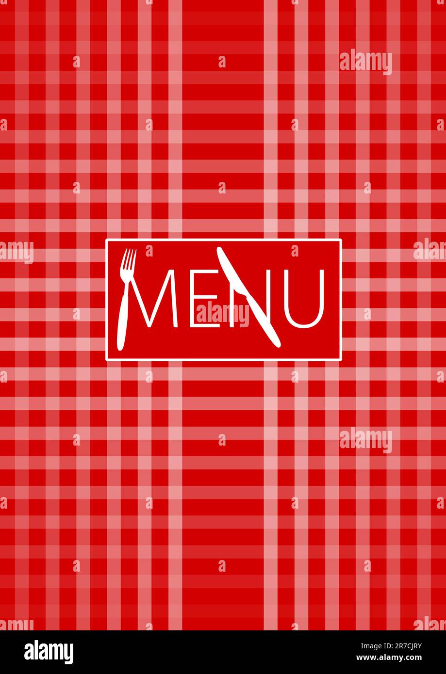 Menu Card - Red Gingham With Menu Sign and Cutlery Stock Vector Image ...