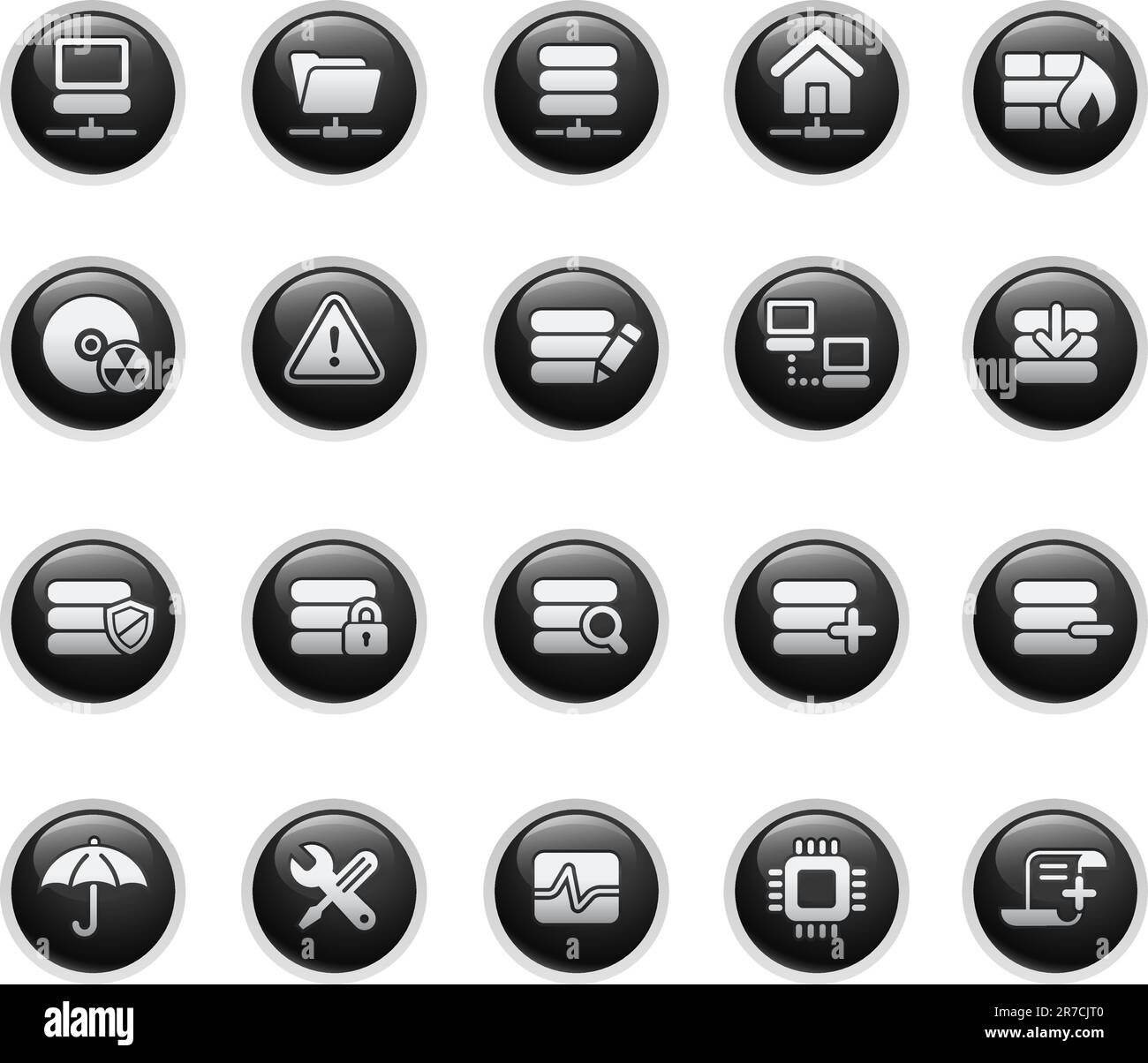 Vector icons set in glossy black buttons Stock Vector Image & Art - Alamy