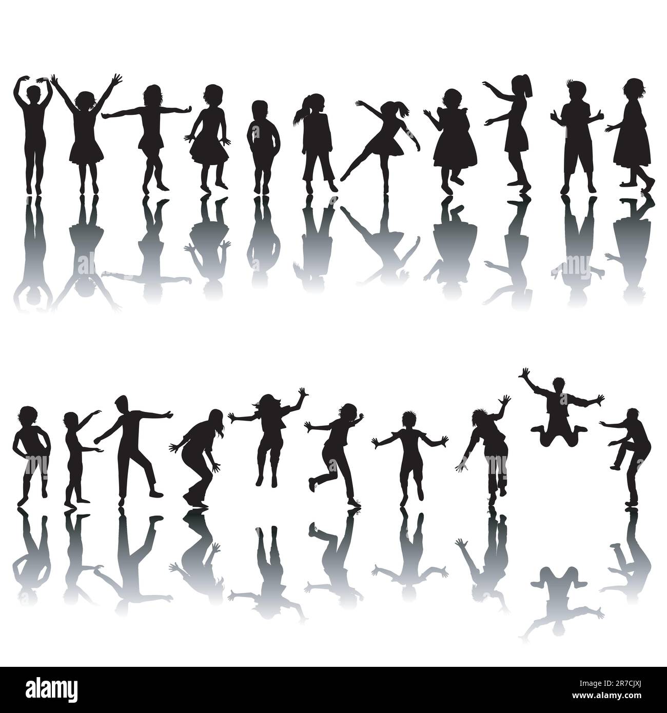 Hand drawn children silhouettes playing Stock Vector Image & Art - Alamy
