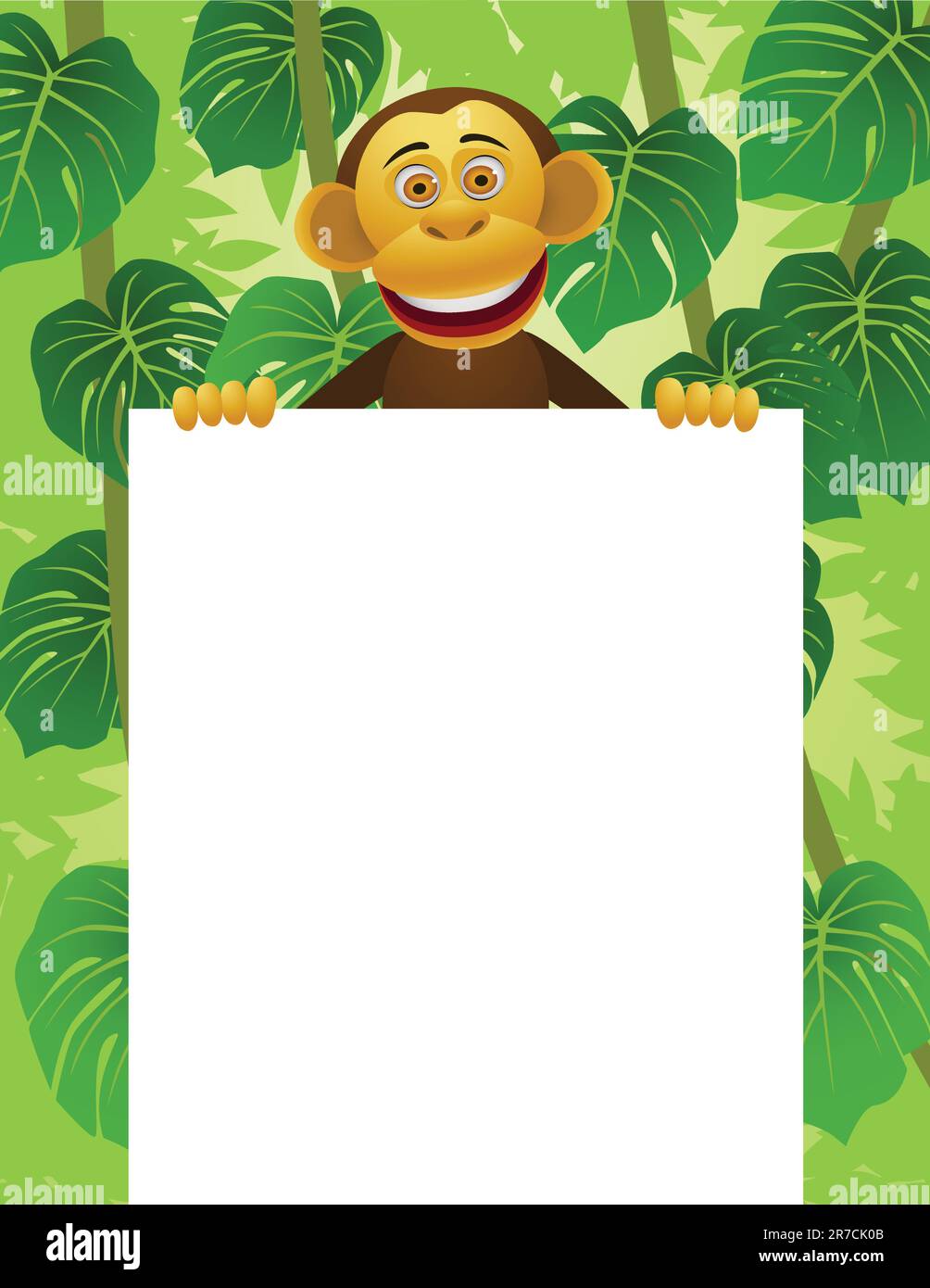 Chimpanzee cartoon and blank sign Stock Vector Image & Art - Alamy