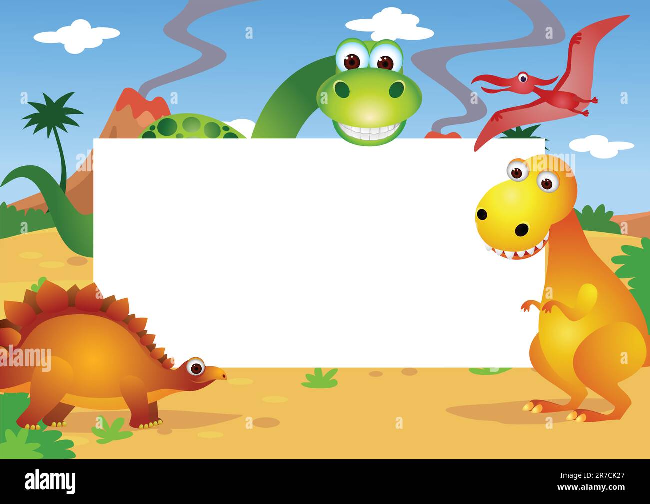 Dinosaurs and blank sign Stock Vector Image & Art - Alamy