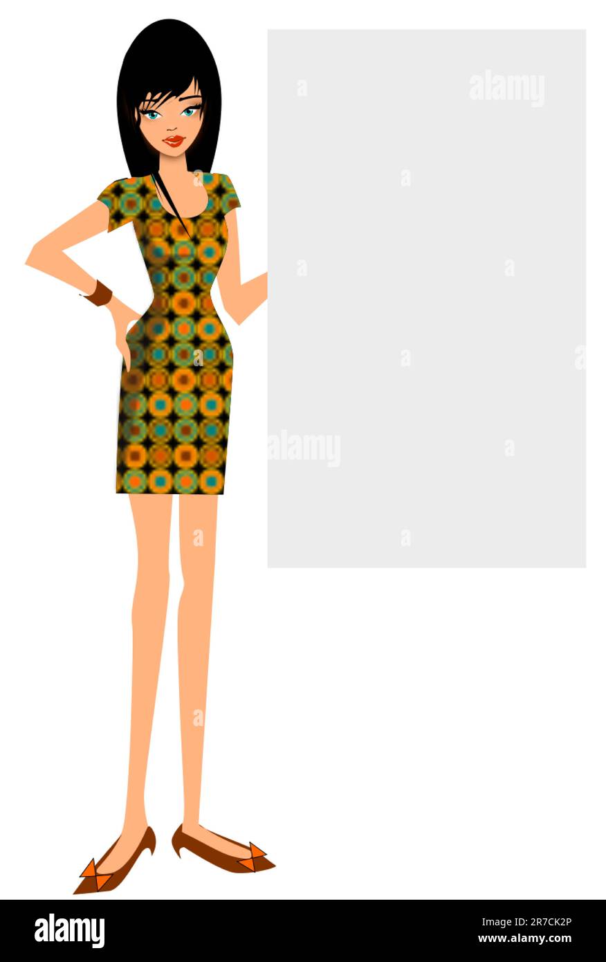 Illustration of a beautiful and wise woman with the announcement Stock ...