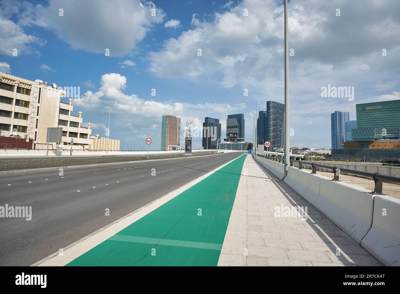 ABU DHABI, UAE - CIRCA JANUARY, 2020: bike path seen in Abu Dhabi Stock ...