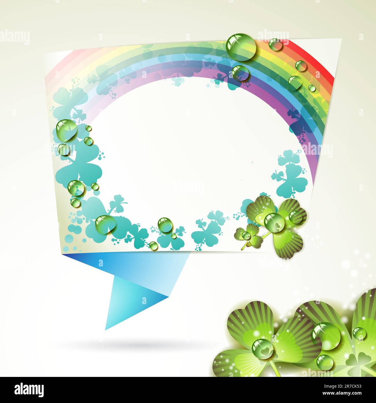 Abstract background with clover, rainbow and drops of water Stock ...