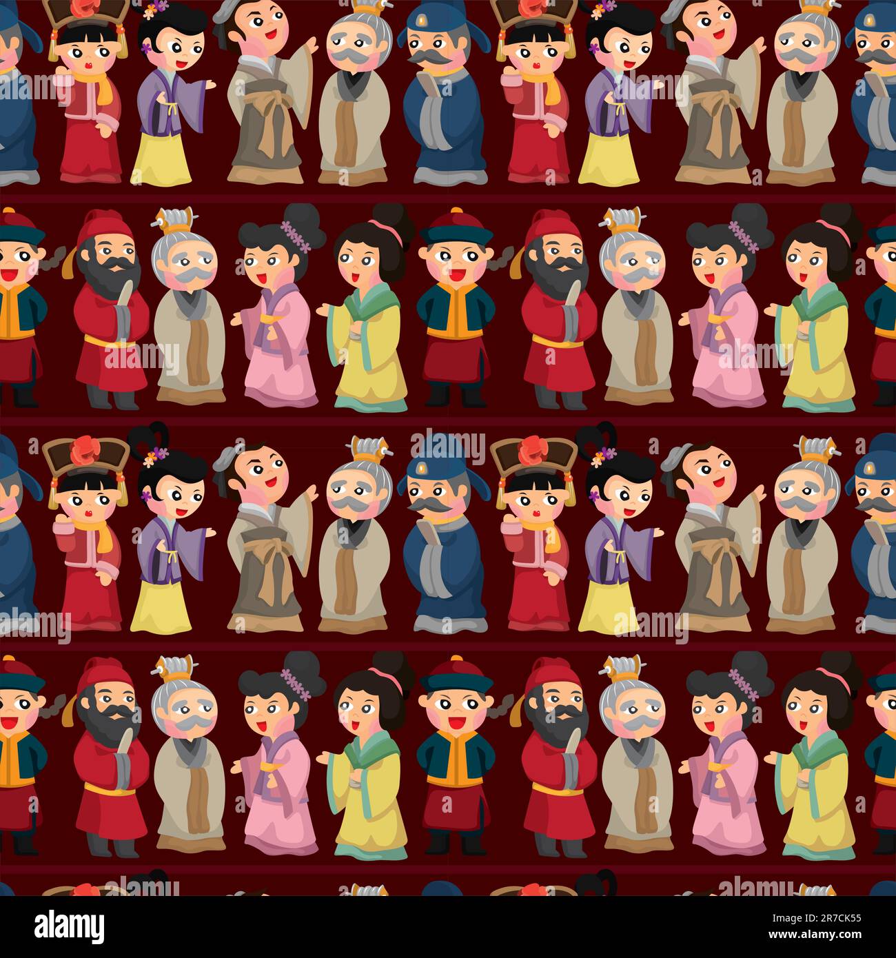 cartoon Chinese people seamless pattern Stock Vector Image & Art - Alamy