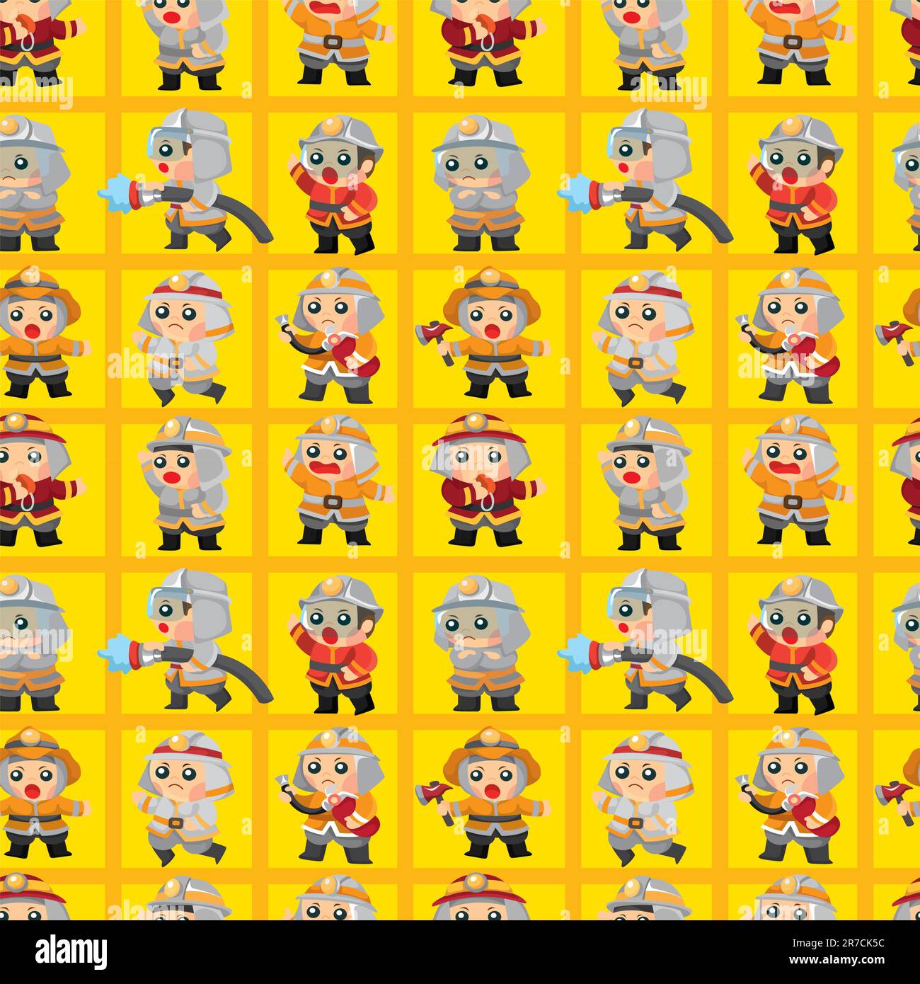 cartoon Fireman seamless pattern Stock Vector Image & Art - Alamy