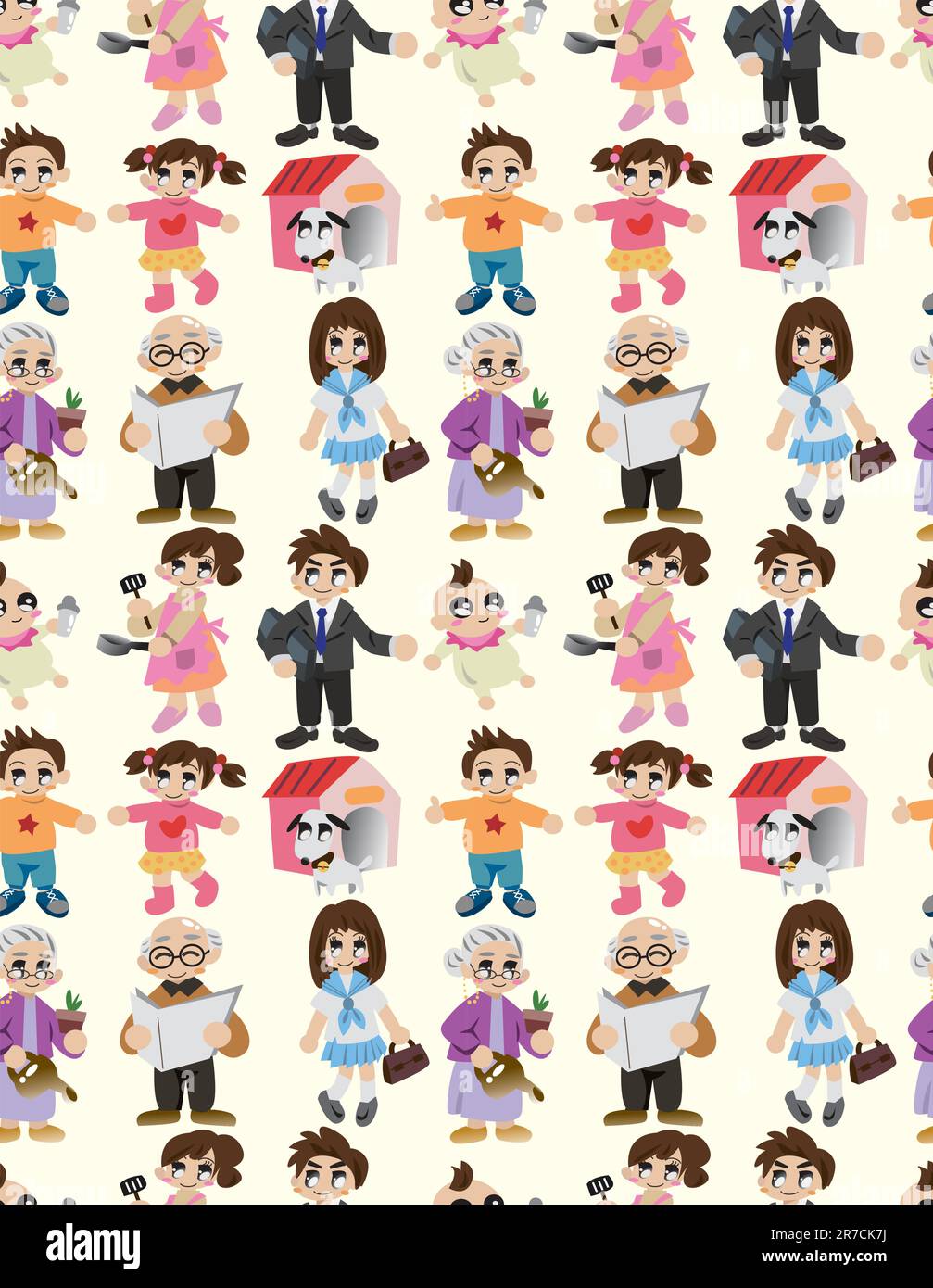 cartoon family seamless pattern Stock Vector Image & Art - Alamy