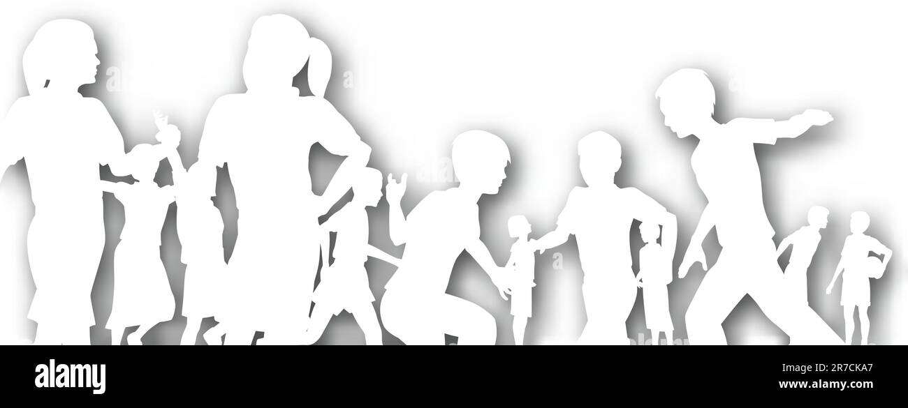 Editable vector cutout of children in a playground with background ...