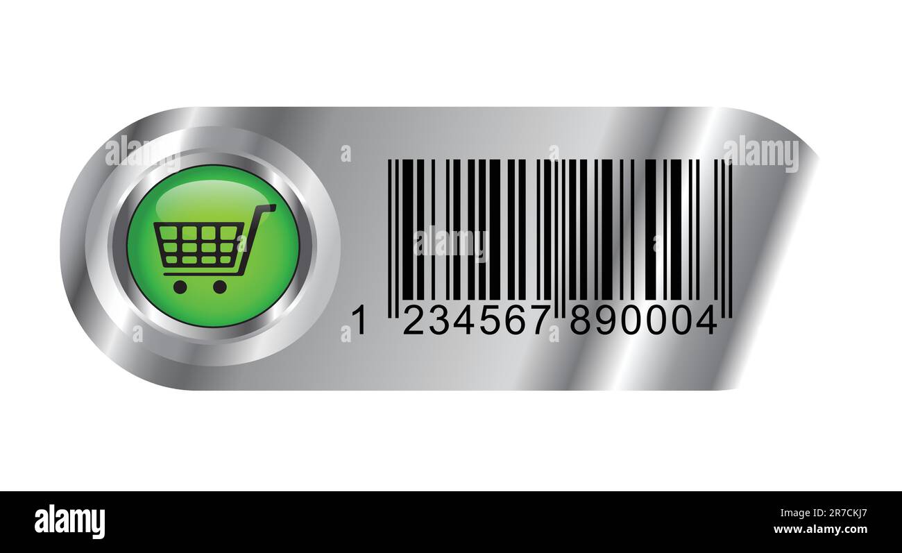 Buy metallic button/icon with bar code and cart for web applications ...