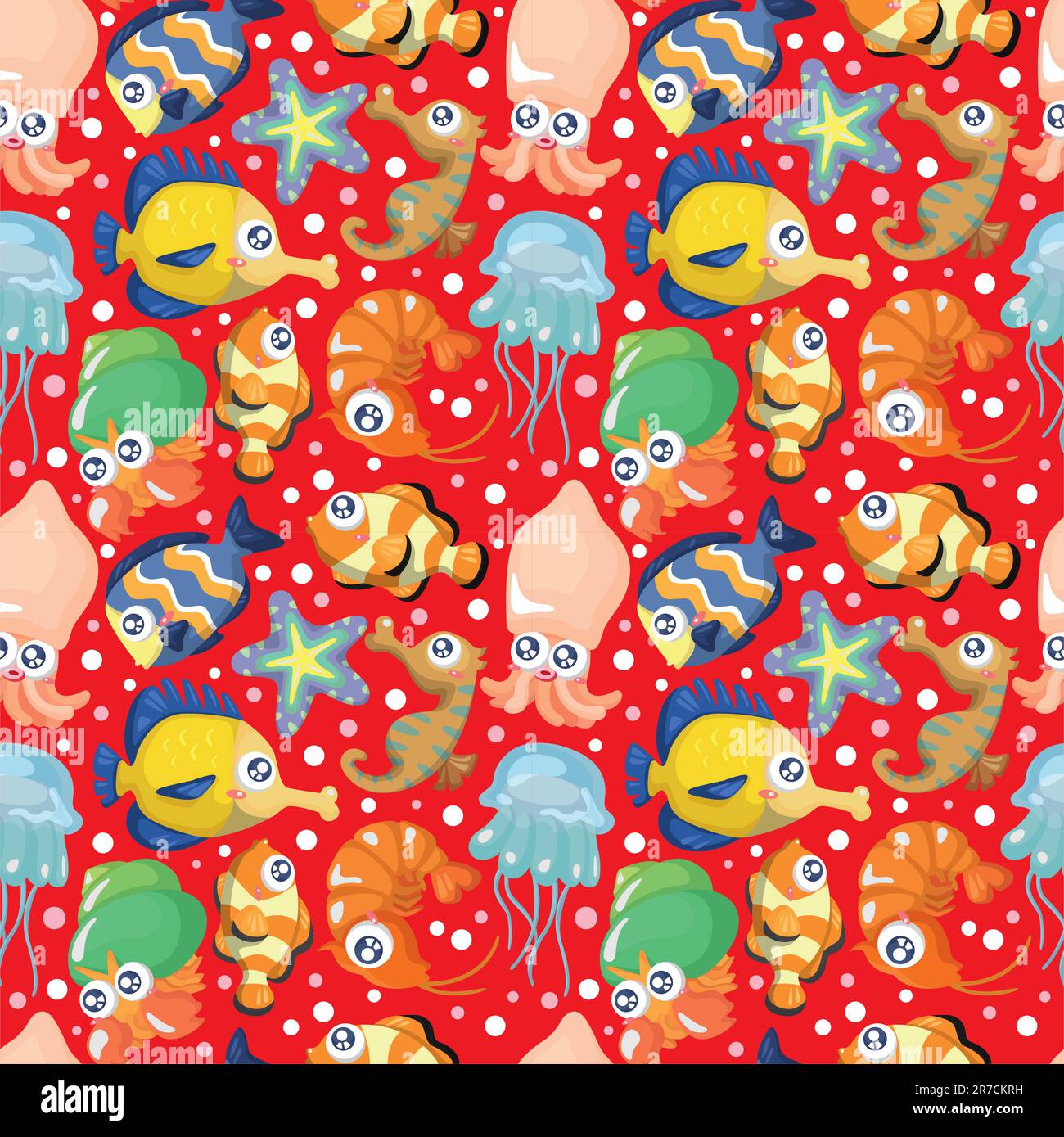 cartoon fish seamless pattern Stock Vector Image & Art - Alamy