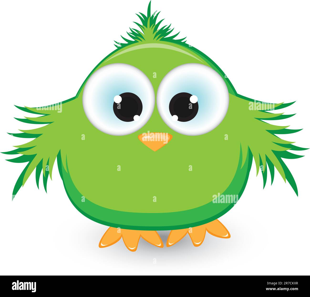 Cartoon green sparrow. Illustration on white background Stock Vector ...