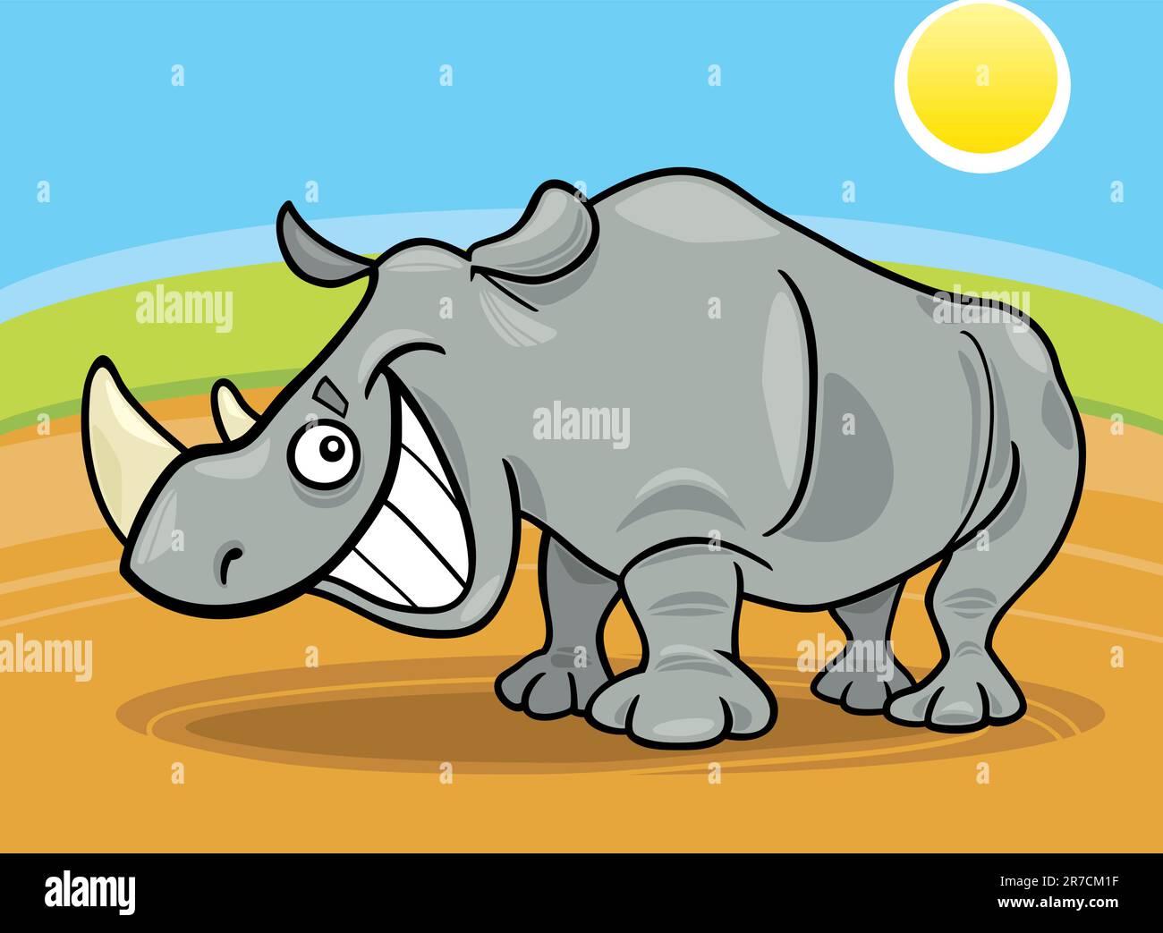 cartoon illustration of funny african rhinoceros Stock Vector Image ...