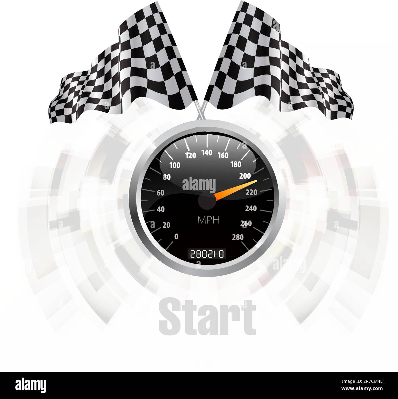 Speedometer with checkered flag background concept illustration Stock ...