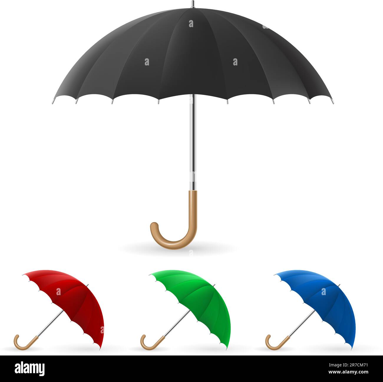 Realistic umbrella in four colors. Illustration on an abstract green background Stock Vector ...