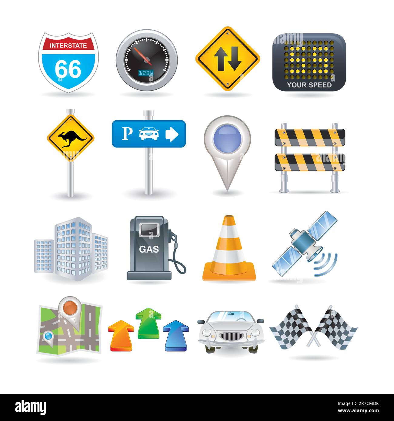 road and car icon set Stock Vector Image & Art - Alamy
