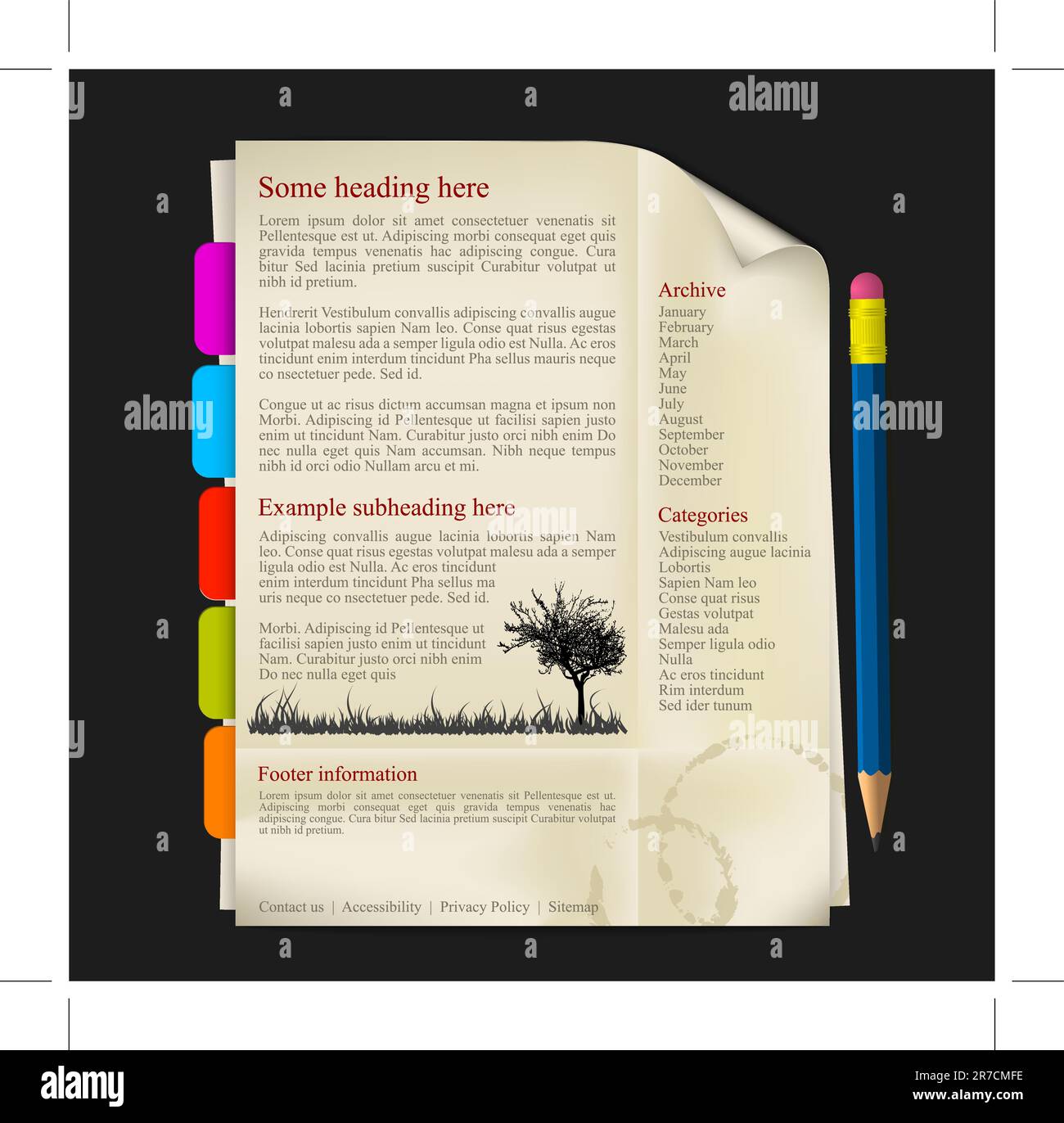 Front tabs Stock Vector Images - Alamy