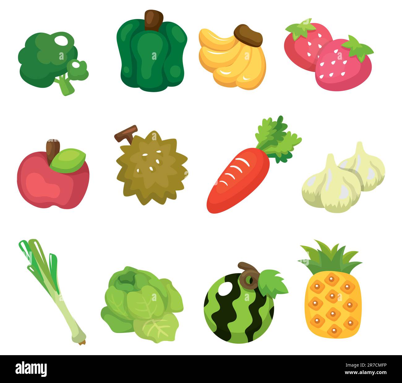 cartoon Fruits and Vegetables icon set Stock Vector Image & Art - Alamy