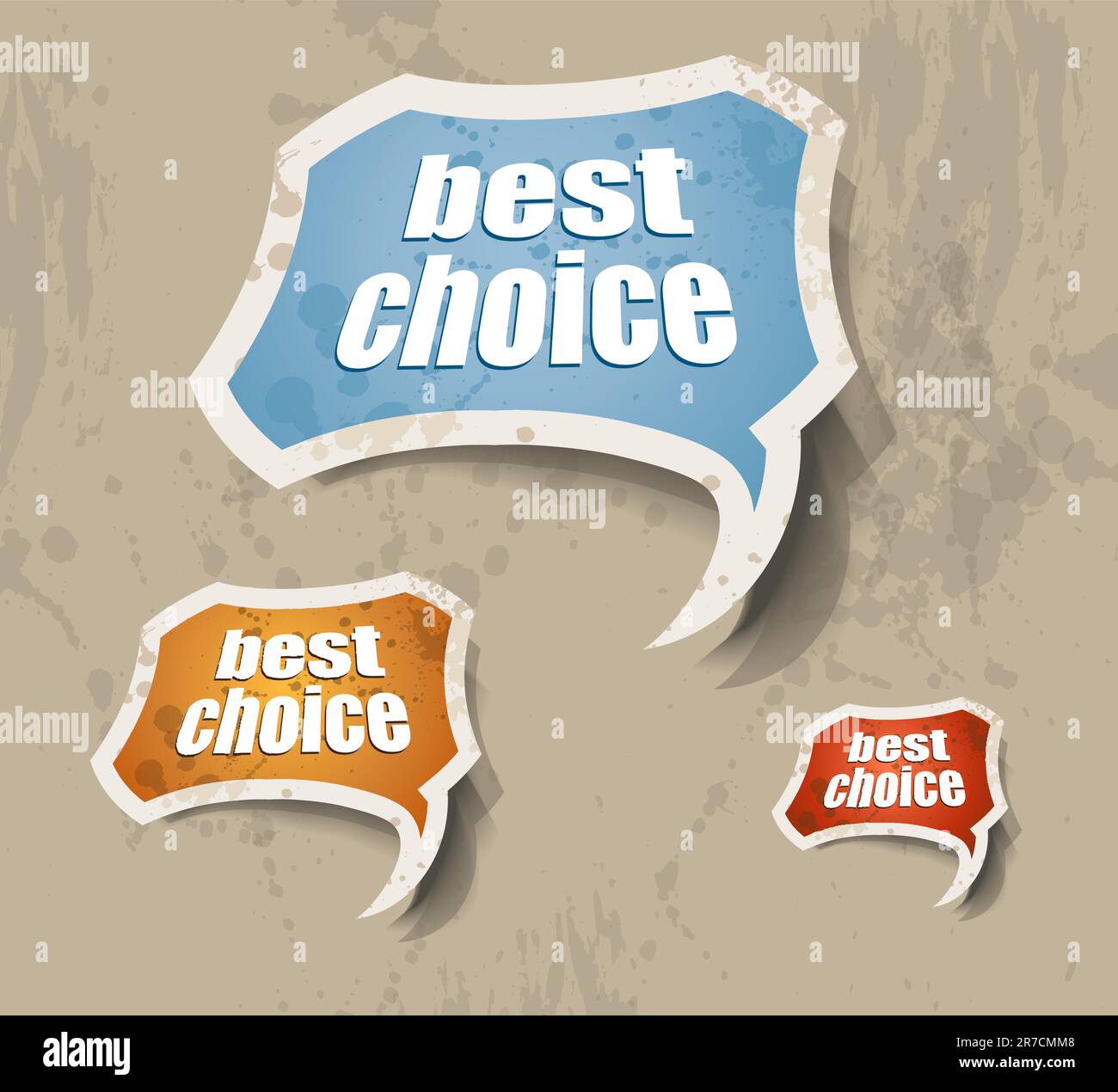 Distressed cloud "best choice" retro style bubbles sticker. Shadows are ...