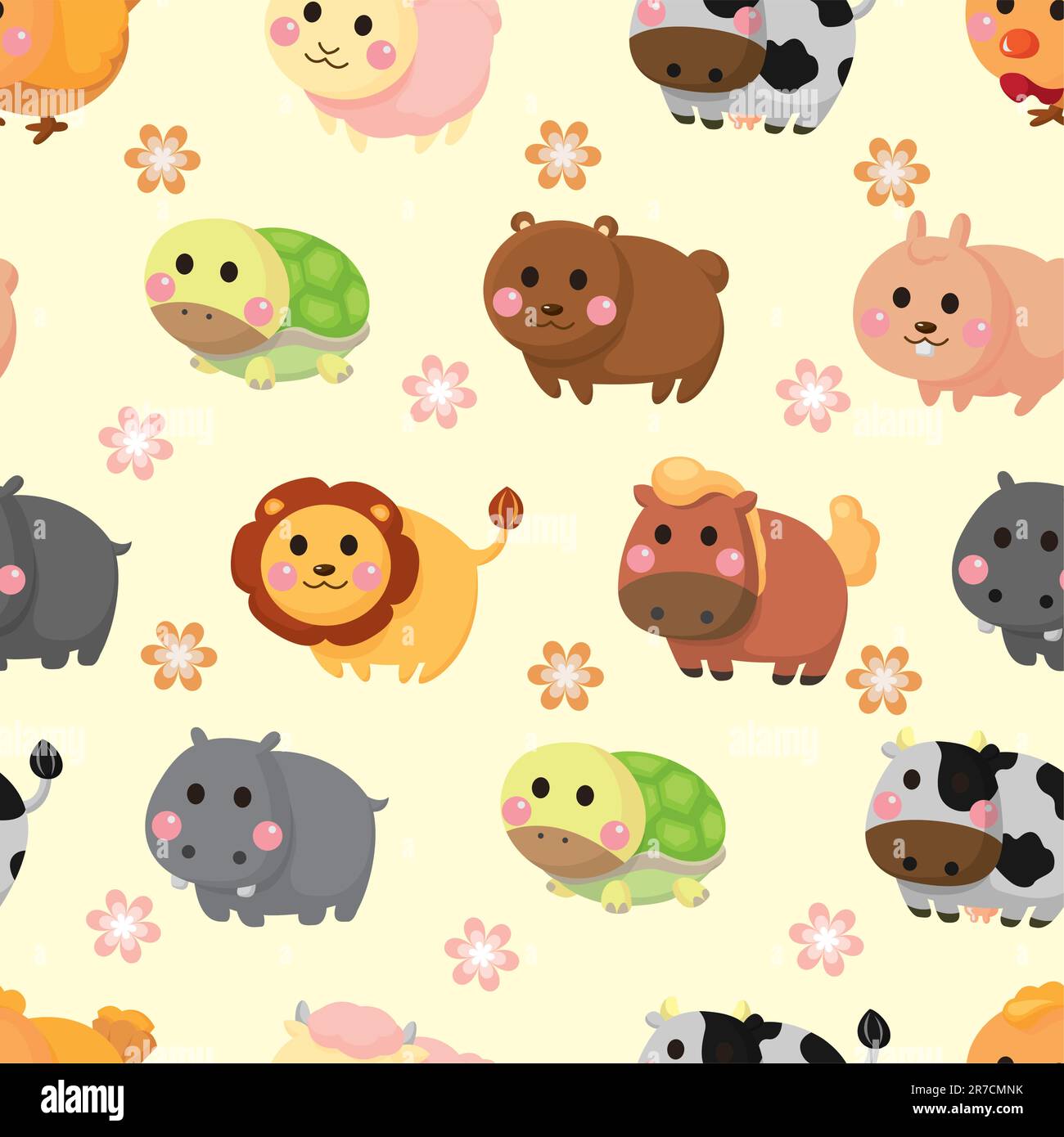 cartoon animal seamless pattern Stock Vector Image & Art - Alamy