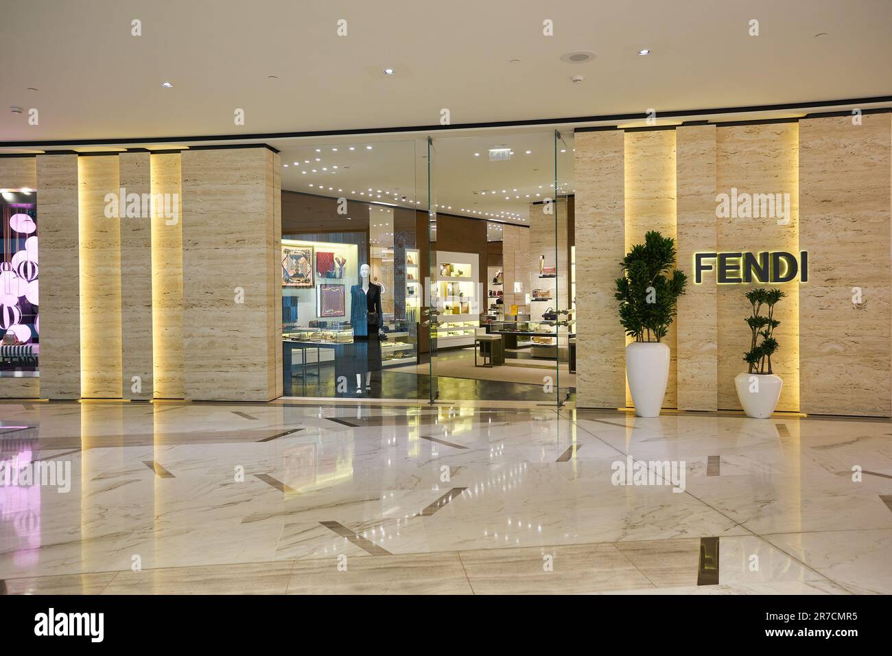 ABU DHABI, UAE - CIRCA JANUARY, 2020: entrance to Fendi store at ...