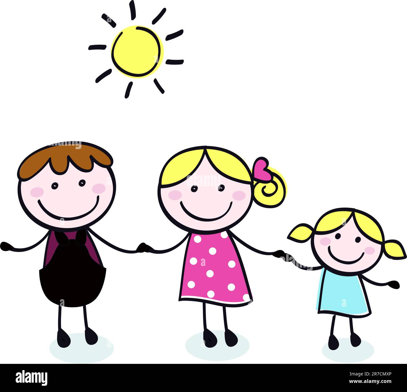 Vector doodle family - cartoon illustration in hand drawn style Stock ...