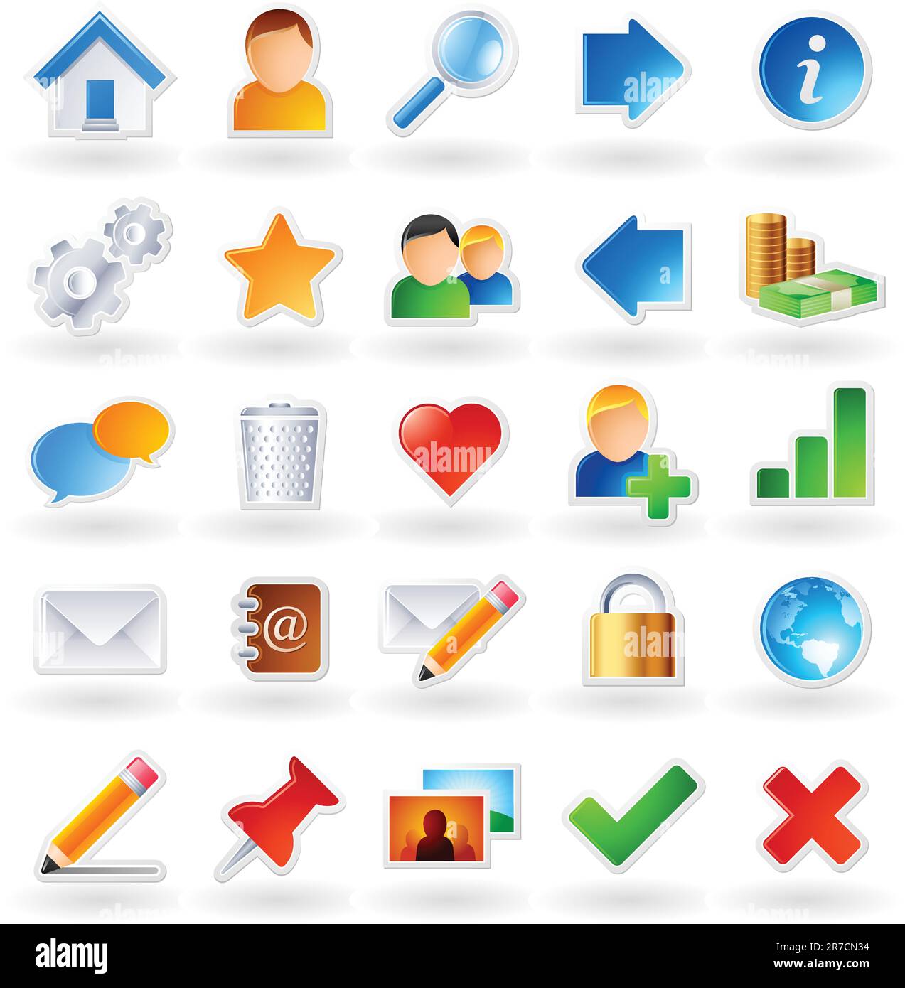 Set of 25 colored icons for websites and online communities Stock ...