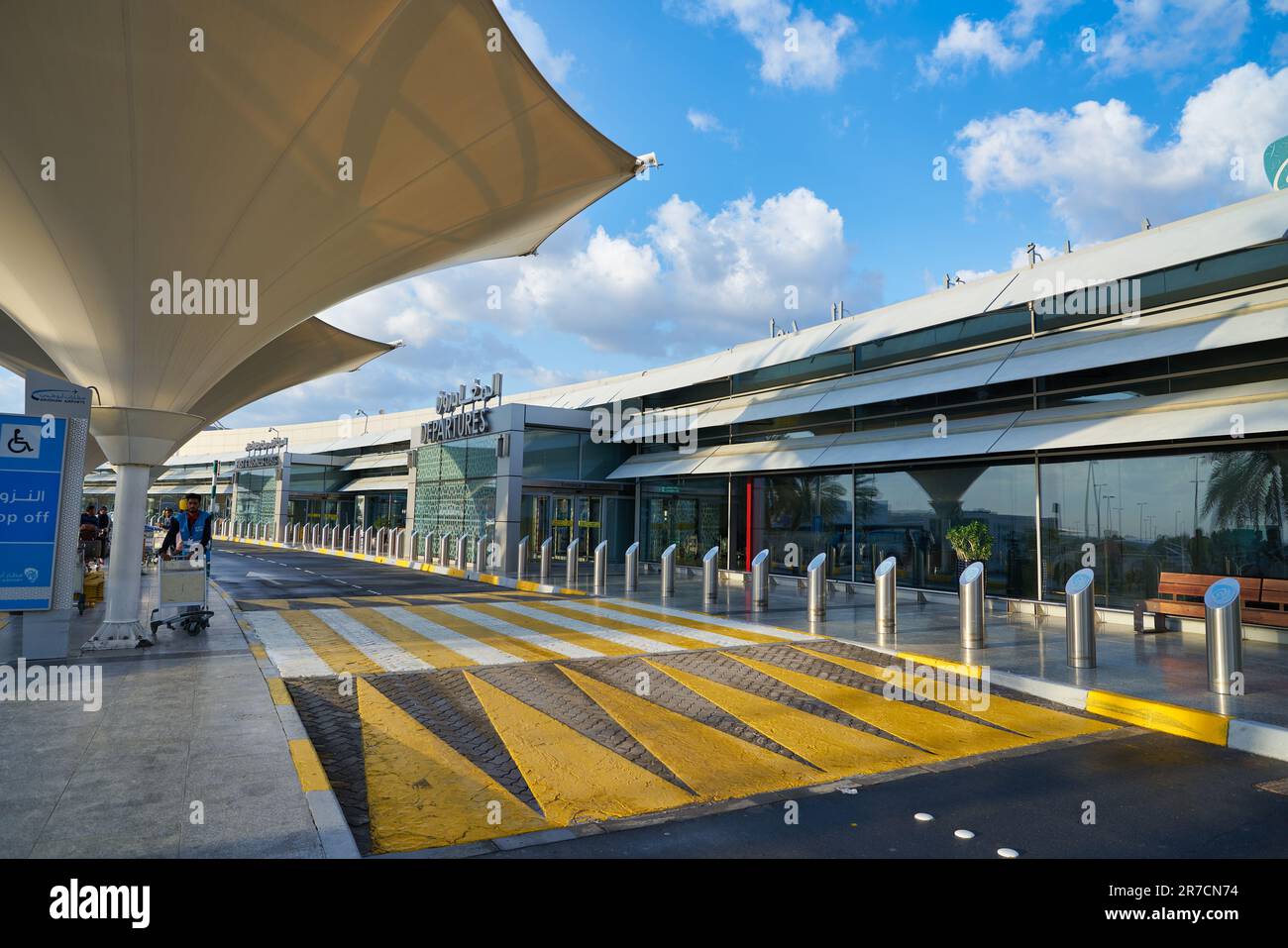 ABU DHABI, UAE - CIRCA JANUARY, 2020: street level view of Abu Dhabi ...