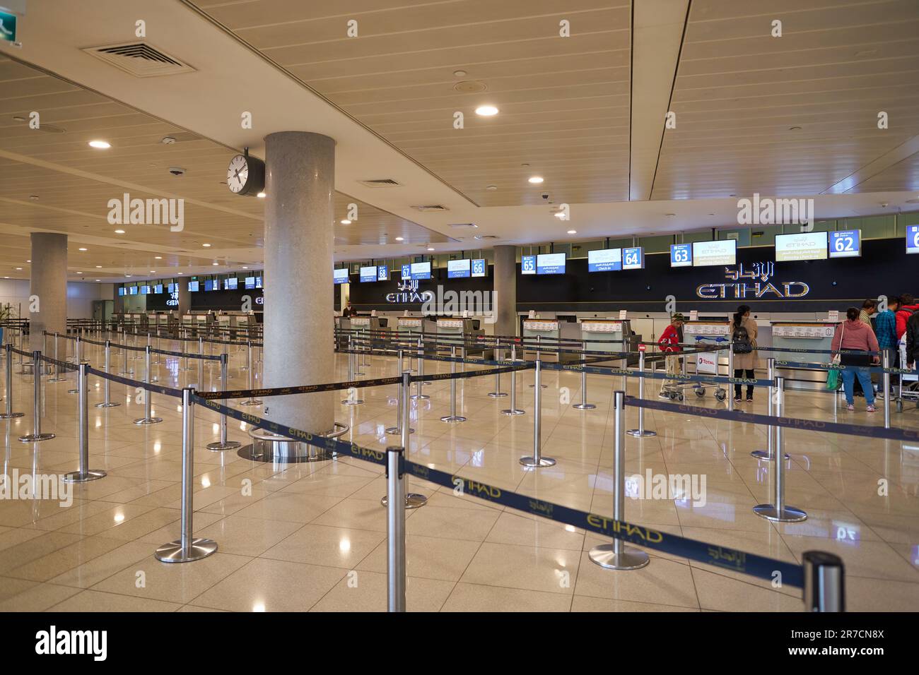 ABU DHABI, UAE - CIRCA JANUARY, 2020: check-in area in Abu Dhabi ...