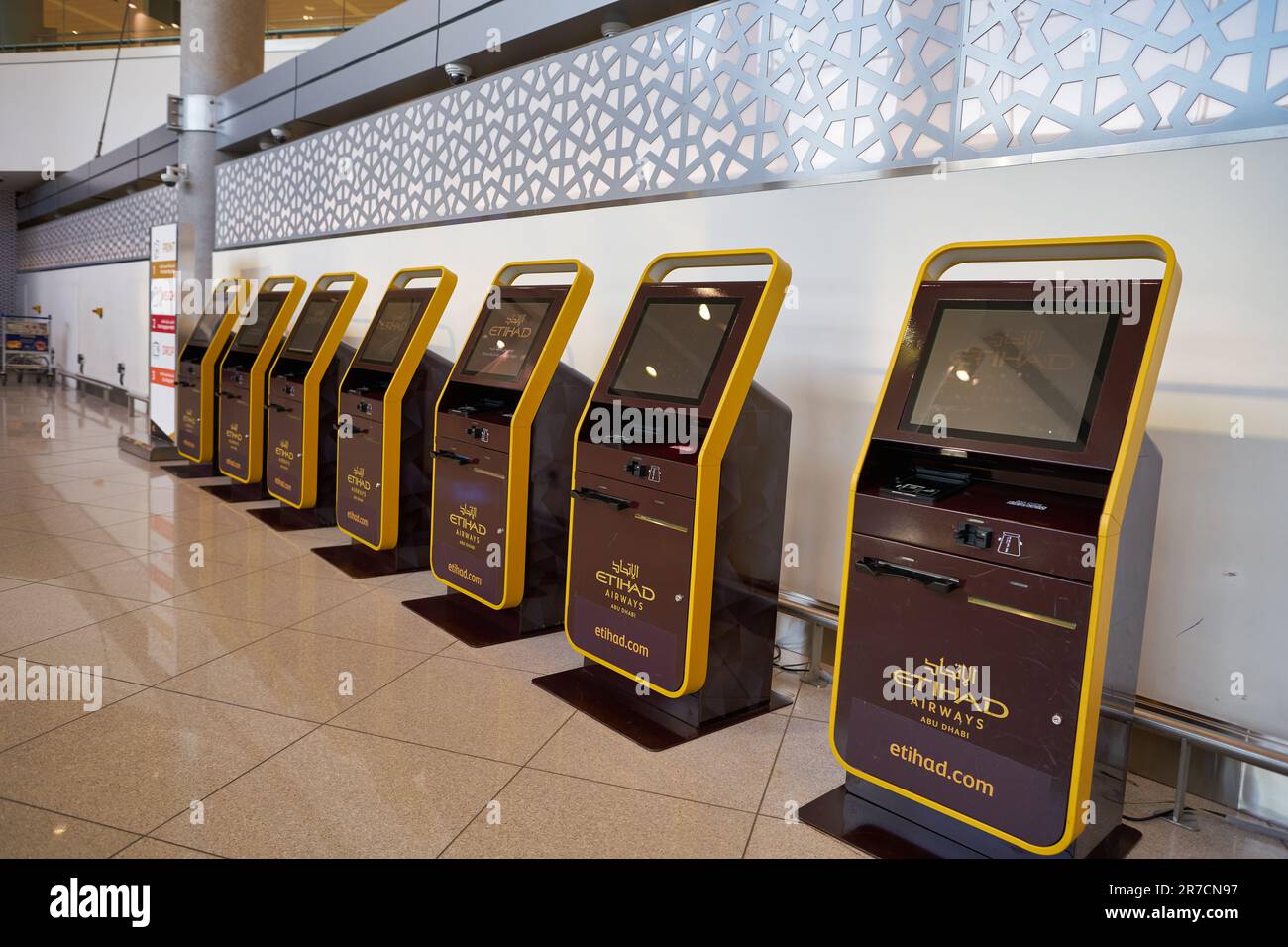 ABU DHABI, UAE - CIRCA JANUARY, 2020: close up shot of Etihad Airways ...