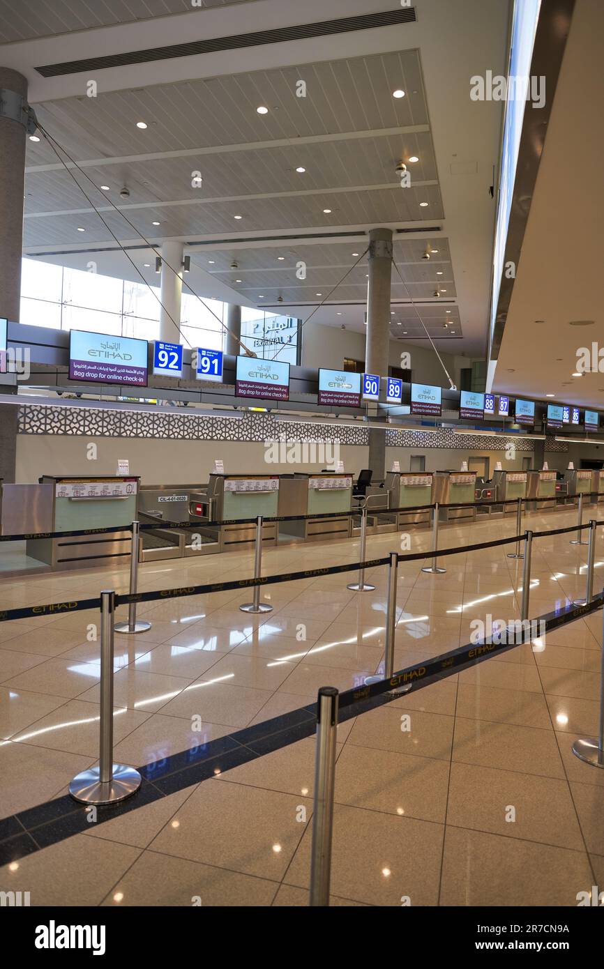 ABU DHABI, UAE - CIRCA JANUARY, 2020: check-in area in Abu Dhabi ...