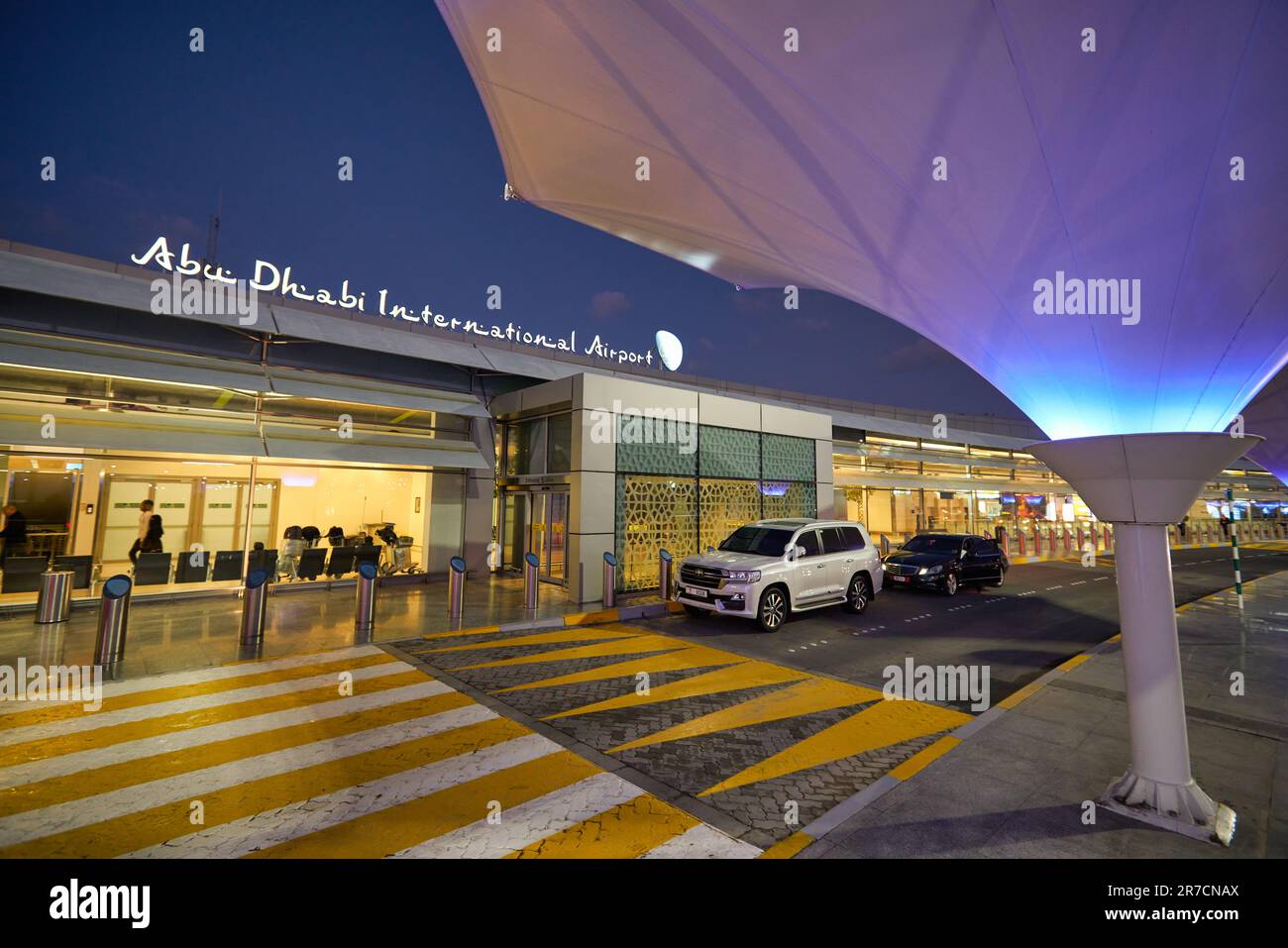 ABU DHABI, UAE - CIRCA JANUARY, 2020: street level view of Abu Dhabi ...