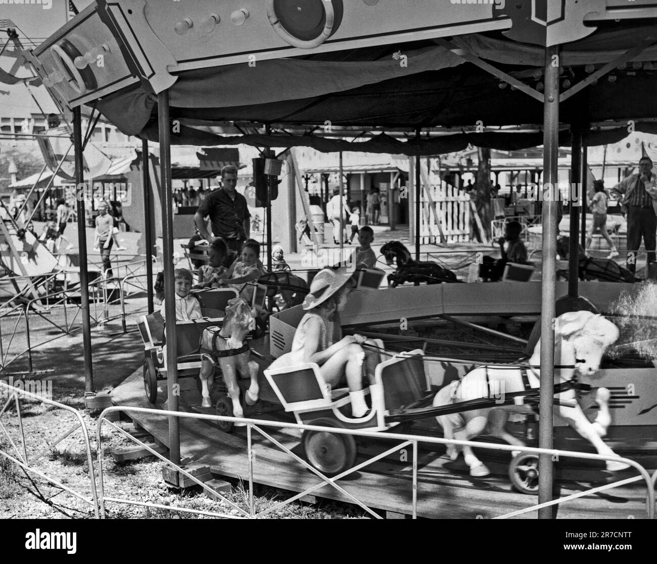 Ohio: c. 1960. A Gooding Amusement carousel at a carnival in Ohio Stock ...