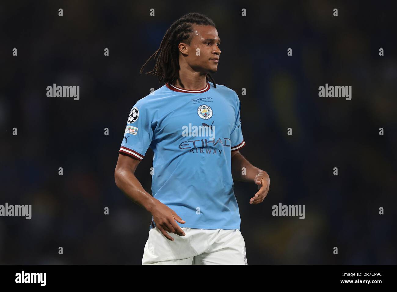Istanbul, Turkey, 10th June 2023. Nathan Ake of Manchester City looks ...