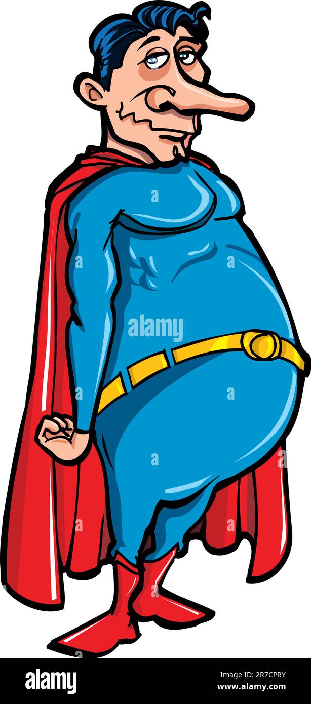 Cartoon of overweight superhero. Isolated on white Stock Vector Image ...