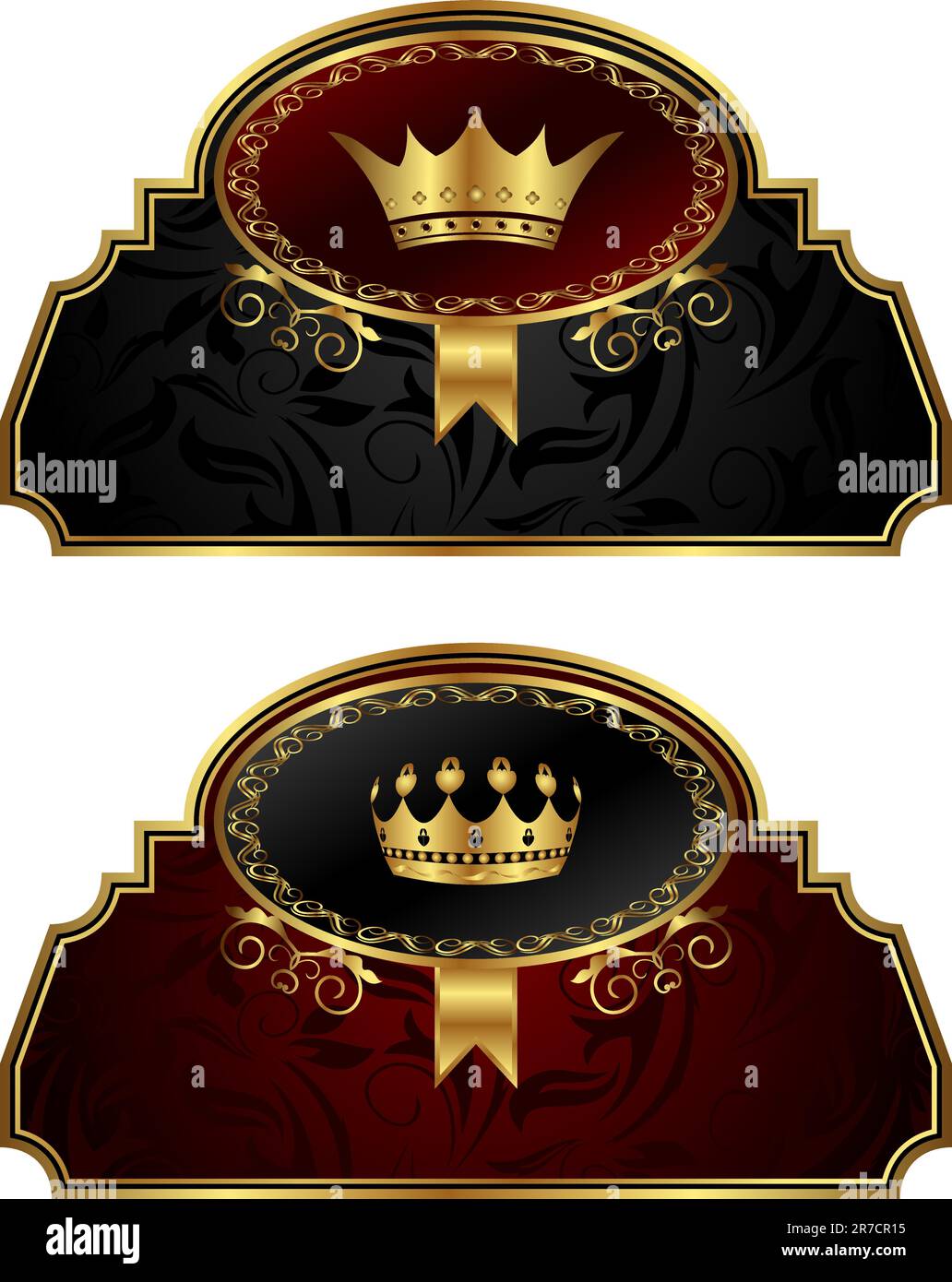 Illustration set gold vintage labels with crown - vector Stock Vector ...