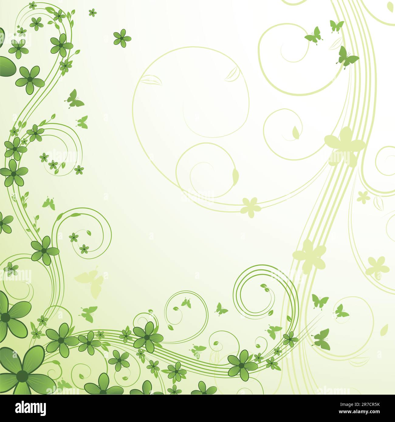 Abstract floral background with flower and butterfly. Vector ...