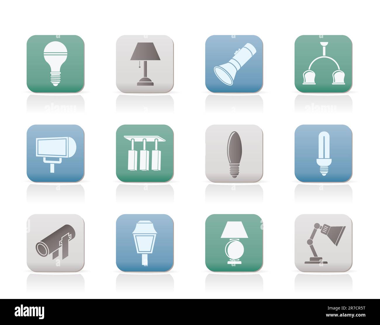 different kind of lighting equipment - vector icon set Stock Vector ...