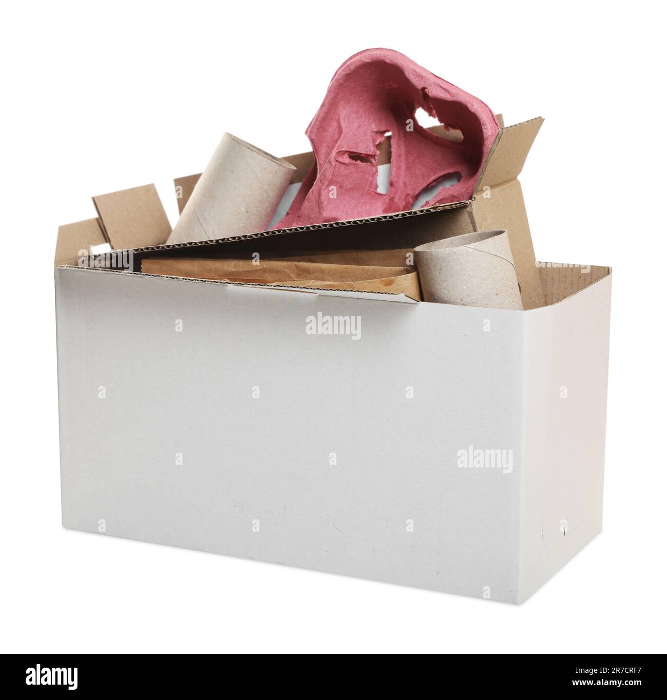 Box of different waste paper on white background Stock Photo - Alamy