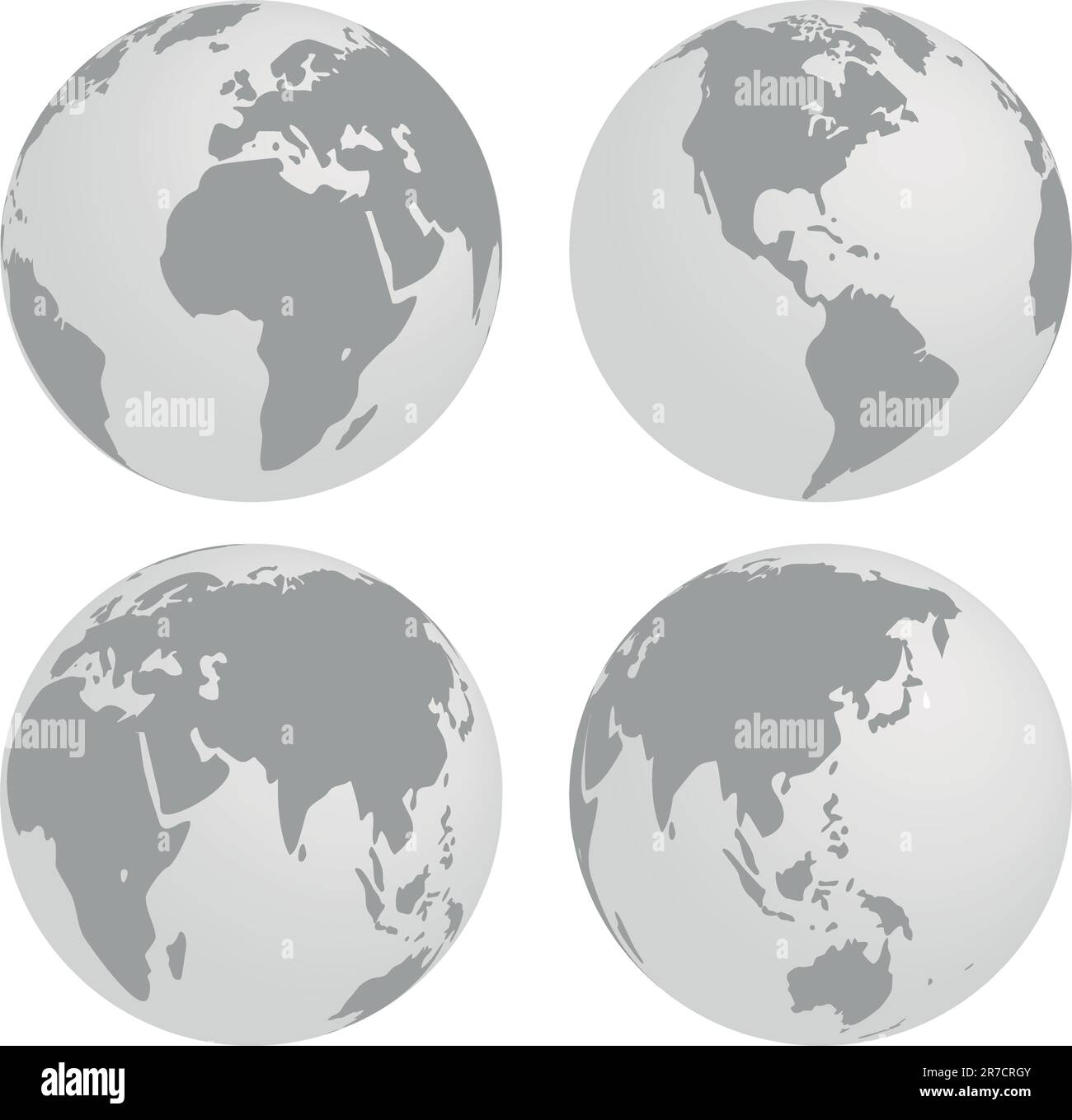 vector illustration of a globe with different angles Stock Vector Image ...