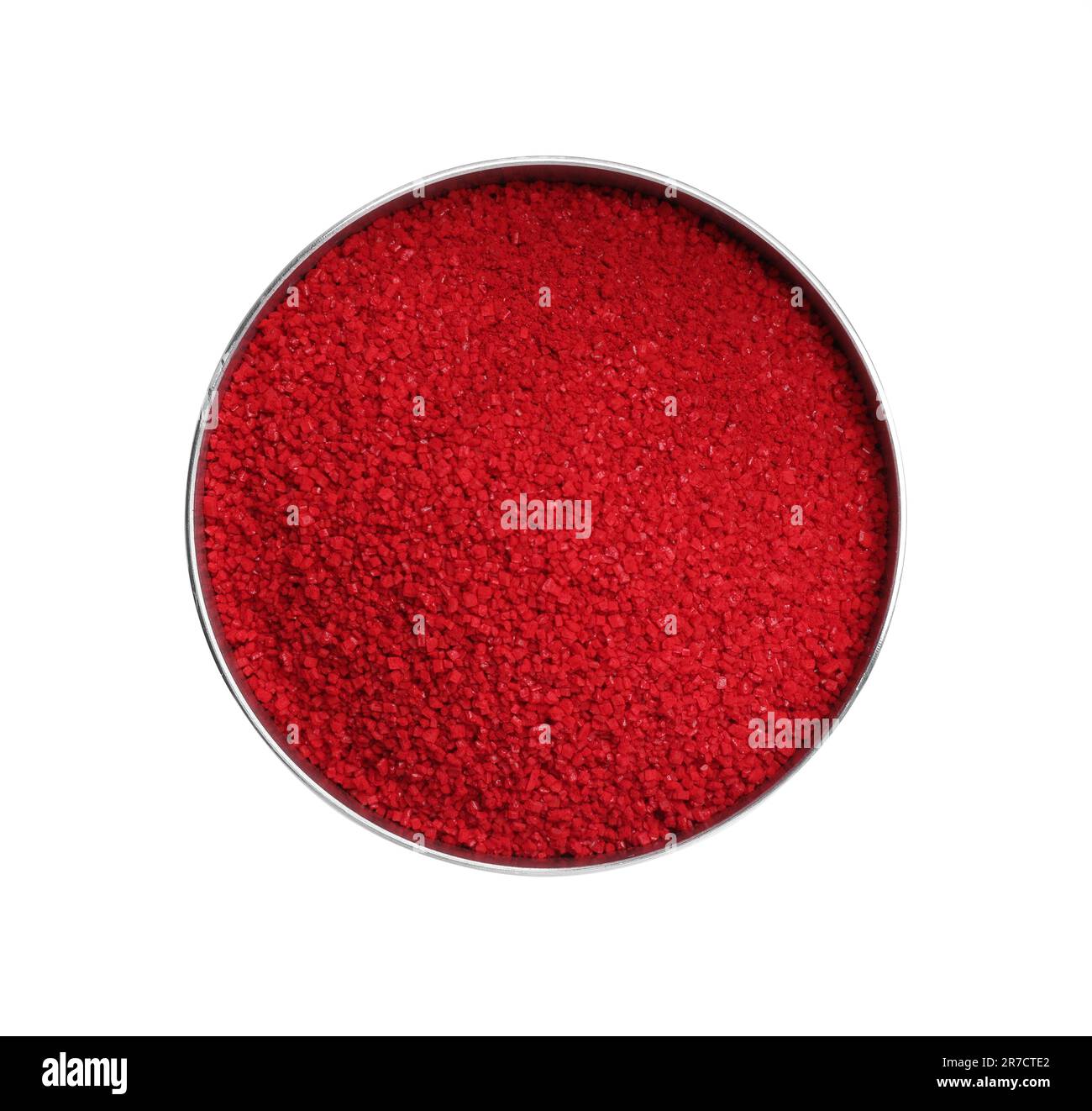 Bowl with red food coloring isolated on white, top view Stock Photo - Alamy