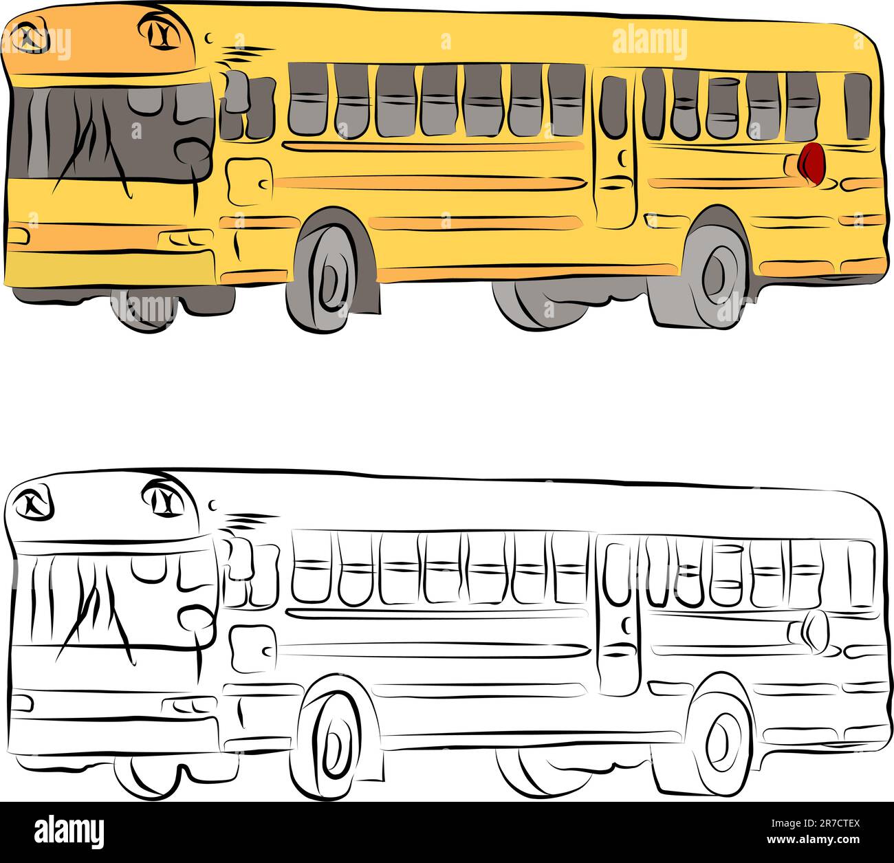 An image of a school bus line drawing Stock Vector Image & Art - Alamy