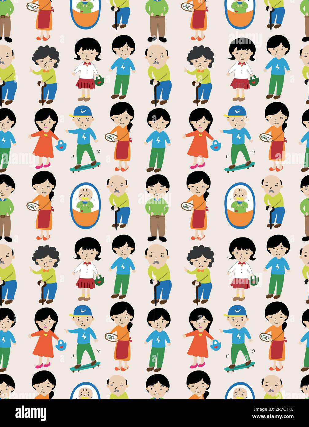 seamless cartoon family pattern Stock Vector Image & Art - Alamy