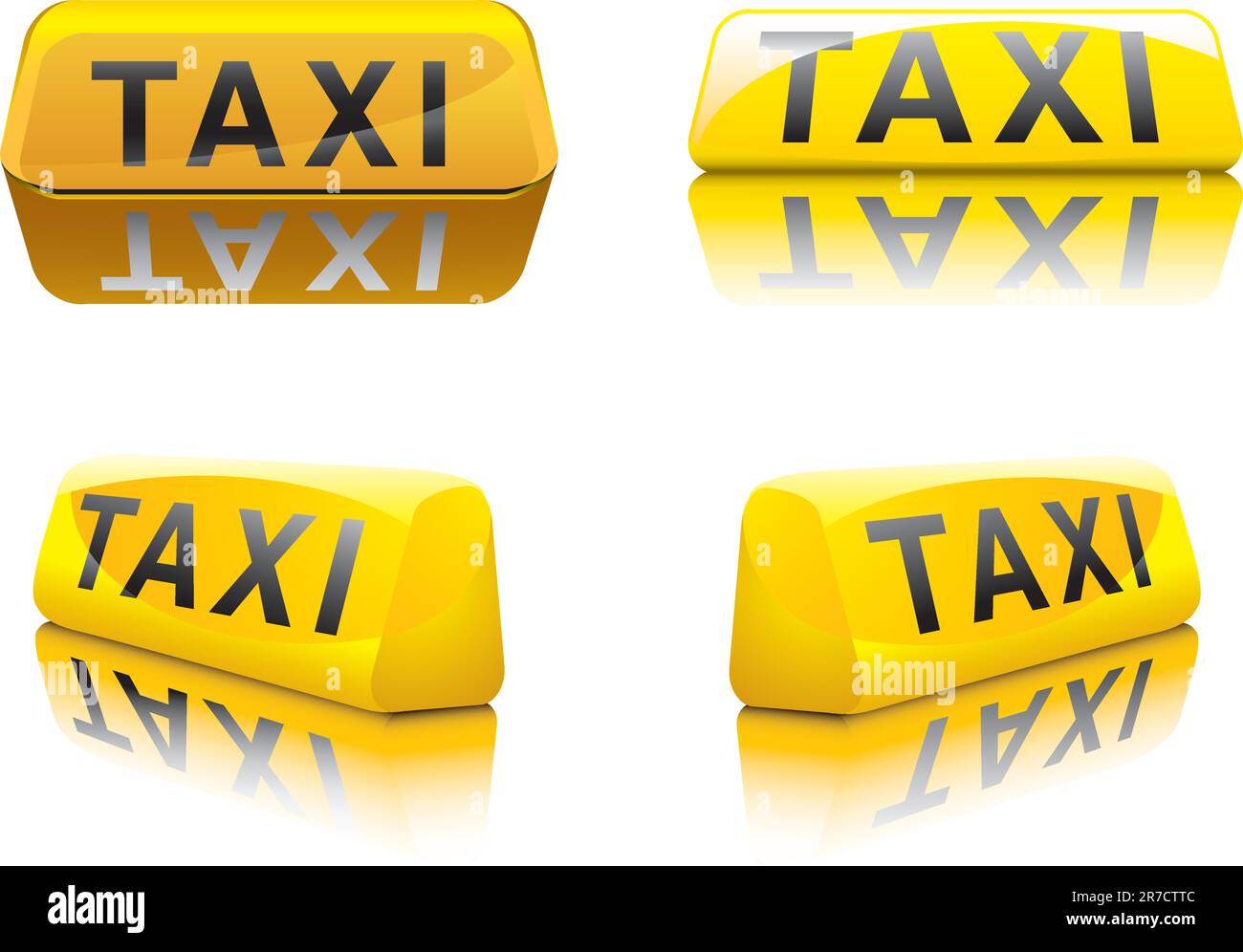 vector illustration of new york taxi signs in different angles Stock ...