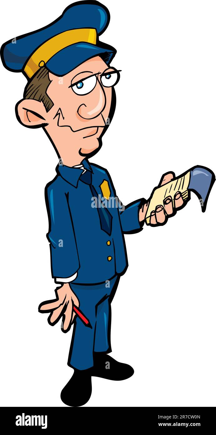 Cartoon policeman with a notebook. Isolated on white Stock Vector Image ...
