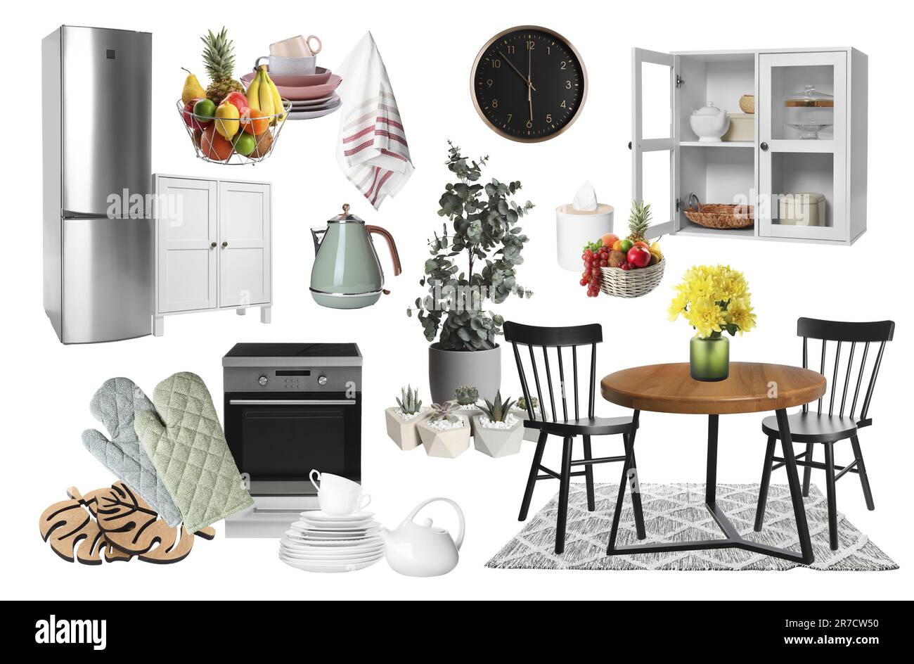Kitchen interior design. Collage with different combinable furniture ...