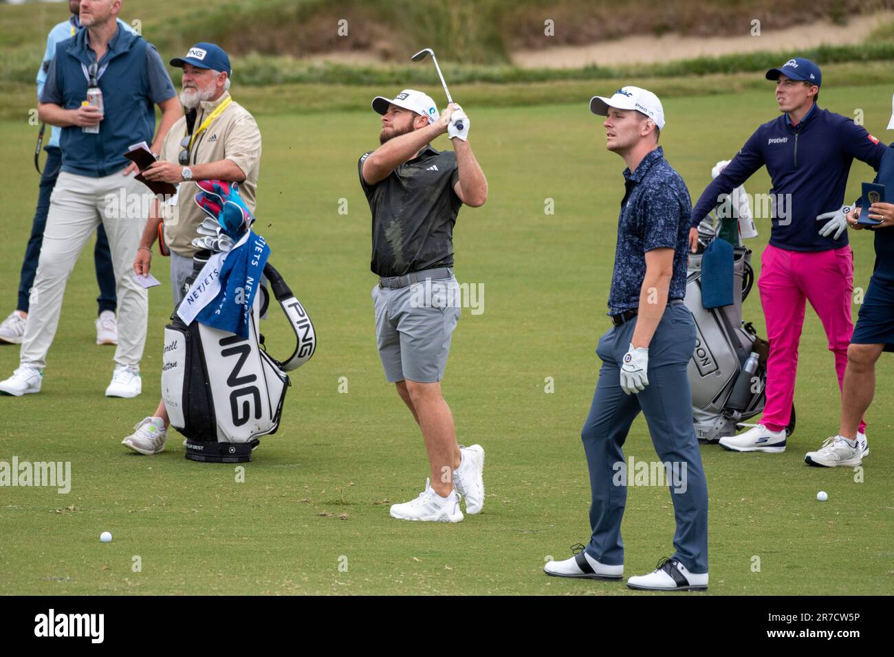 Los Angeles, United States. 14th June, 2023. Tyrrell Hatton (center ...