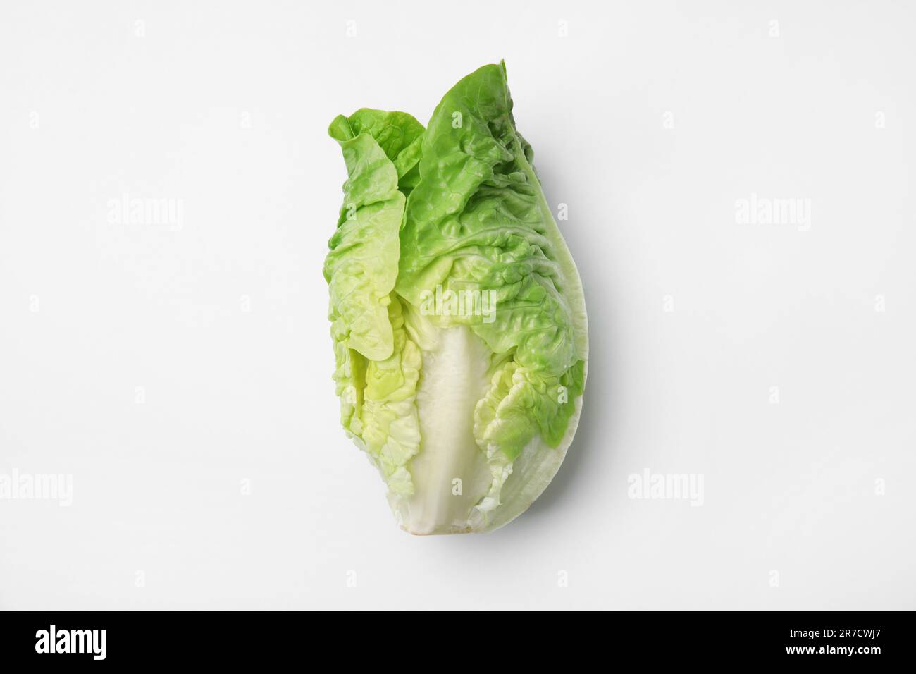 Fresh green romaine lettuce isolated on white, top view Stock Photo - Alamy