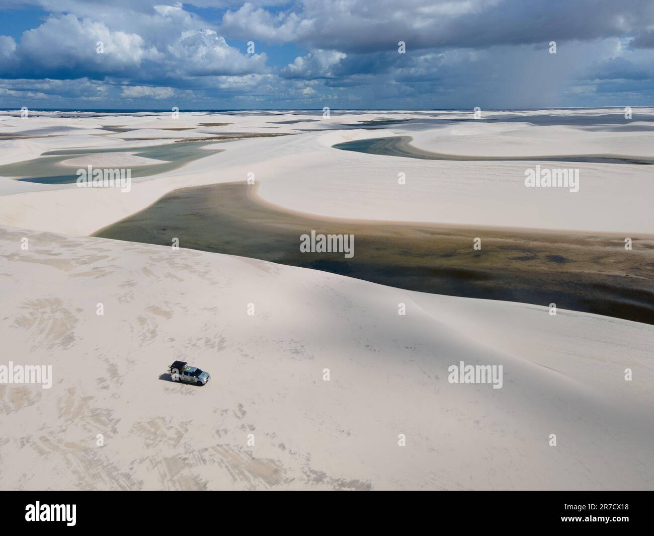 Sand dunes and freshwater lakes of Lençois Maranhenses National Park ...